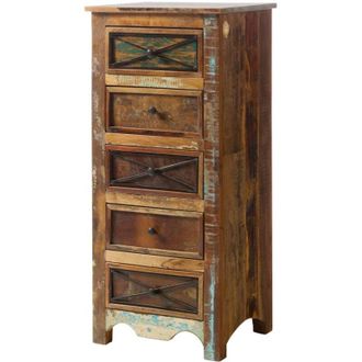 Massivmoebel24 Kommode Altholz 55x45x122 mehrfarbig lackiert nature of spirit 129
