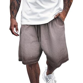 Generic Short court pour homme - Short lourd d&eacute;lav&eacute; - Bicolore - D&eacute;grad&eacute; de couleur - Grande taille ample, gris, XXL