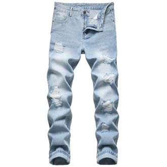 Generic Jean d&eacute;chir&eacute; pour homme - Coupe ajust&eacute;e - Pantalon skinny - Automne - Hiver - Denim - Coton - Hip Hop - Travail ample - Pantalon long - Pantalon us&eacute; s