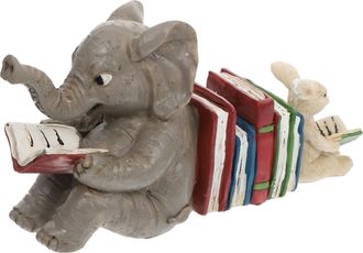 Cabilock Resin Tierfigur Elefant Und Hase Lesend Garten Deko Langlebig Wetterfest Haus Garten Dekoration Outdoor Hasen Buch Kaninchen Deko Au&szlig;enbereich