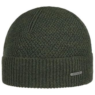Stetson Bonnet Rodrick Femme/Homme - Made in Italy en Laine Tricot avec Revers, Revers Hiver Automne-Hiver - Taille Unique Vert fonc&eacute;