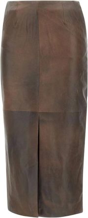 Rotate Rotate Birger Christensen, Femme, Jupes, Brun, Taille: 40 FR Jupe Midi en Cuir