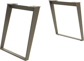 DELIFE Tischbeine Metall Schr&auml;g Effektfinish Titan(2er-Set)