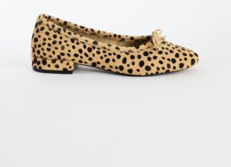 Topshop ballerines &agrave; talon carr&eacute; en cuir v&eacute;ritable, imprim&eacute; cerf caramel, effet poil-Marron