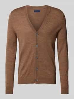 Christian Berg Slim Fit Cardigan aus Woll-Mix mit V-Ausschnitt