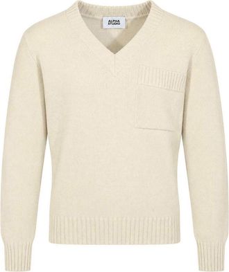 Alpha Studio Pull Col Rond - Gris Clair