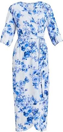Gina Bacconi Floral Print Maxi Dress Robe de Cocktail, Bleu, 36 Femme