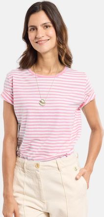 Armor Lux T-Shirt Damen Wei&szlig; Rosa Leinen Mix Heritage