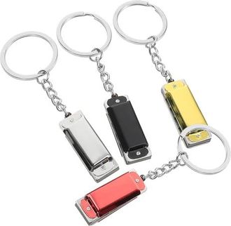 BESPORTBLE Porte-cl&eacute;s Harmonica en M&eacute;tal 4 Pi&egrave;ces Noir, Dor&eacute;, Argent&eacute;, Rouge - Pendentifs Instrument D&eacute;coratifs pour Paquet, Ornement Suspendu et Pr&eacute;sent F&ecirc;te, A