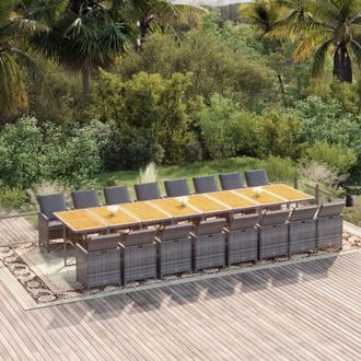vidaXL Ensemble &agrave; manger de jardin 17 pcs et coussins r&eacute;sine tress&eacute;e Vidaxl