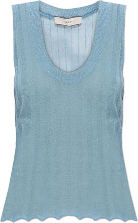 Akep Femme, Tops, Bleu, Taille: 40 FR Top sans manches en maille c&ocirc;tel&eacute;e