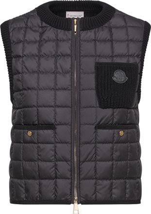 Moncler Moncler Doudoune Sans Manches En Coton &Agrave; Matelassage Carr&eacute;, Femme, Noir, Taille: Xs