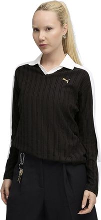 Puma Damen T7 Relaxed Langarm-Polo XL, Black