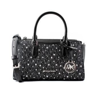 Michael Kors Femme, Sacs, Noir, Taille: ONE Size Sac &agrave; main en toile avec d&eacute;tails en cuir