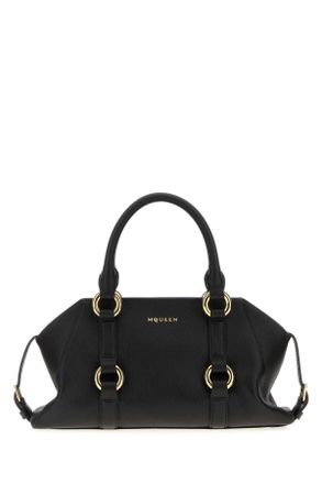 Alexander McQueen Structured Calf Top Handle Bag - Black