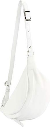 modamoda.de T77 - ital. Sac banane sac banane poche poitrine taille moyenne en cuir souple, Blanc., L