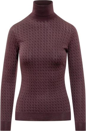 Elisabetta Franchi Femme, Pulls, Brun, Taille: 42 FR Pull col roul&eacute; en laine m&eacute;lang&eacute;e