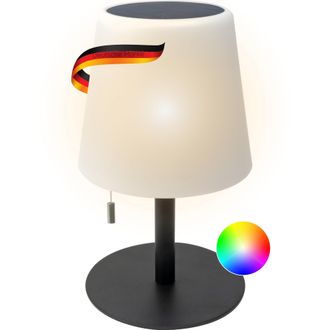 Schwaiger Solar Lampe au&szlig;en Tischleuchte RGB LED IP44 wetterfest dimmbar 3 Lichtmodi Solarpanel 15h Leuchtdauer 1.800 mAh Akku 200 lm Zugschalter Outdoor Garten