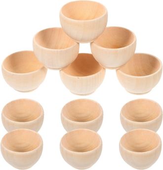 Hemoton Diy Holzhandwerksschalen 12 St&uuml;ck Unlackierte Mini Holzschalen Zum Bemalen Runde Kleine Schalen F&uuml;r Haus Party Und Kreative Dekoration