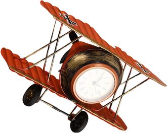 Garneck Vintage Metall Flugzeug Tischuhr Retro Kunst Dekoration Klassische Schreibtischuhr Kreative Ornamente f&uuml;r Wohnzimmer B&uuml;ro Schlafzimmer