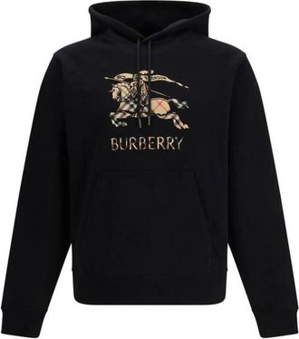 Burberry Homme, Sweatshirts et sweats &agrave; capuche, Noir, Taille: S SweaT-shirt en coton avec poignets et ourlet c&ocirc;tel&eacute;s