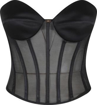 Elisabetta Franchi Femme, Tops, Noir, Taille: 40 FR Haut Bustier en Tulle et Satin