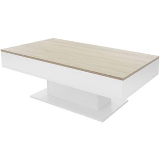 ML Design ML-Design Table Basse avec 2 Compartiments de Rangement, 110 x 60 x 40 cm, Plateau Relevable, Ch&ecirc;ne Sonoma/Blanc, Panneau de Particules Rev&ecirc;tu de