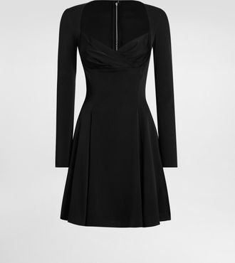 Dolce & Gabbana Godetkleid Aus Cady - Frau Kleider Schwarz Seide 36