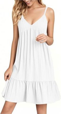 Generic Robe de mari&eacute;e formelle pour femme - Bo&icirc;te de nuit - Col en V - Bandouli&egrave;re r&eacute;glable - Robe sans manches - Rouge - Courte - Sexy, Blanc., XXL