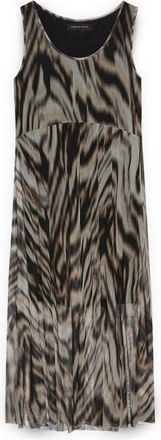 Fiorella Rubino Femme, Robes, Brun, Taille: 44 FR Longue Robe &Eacute;vas&eacute;e en Tulle Imprim&eacute;