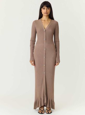 Vero Moda robe longue gris taupe-Marron