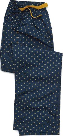 The Savile Row Company Weiche Pyjamahose für Herren, 100 % Baumwolle, Loungehose, Marinegelber Fleur-de-Lys-Druck, L