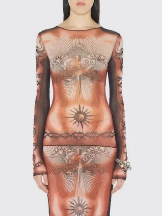 Jean Paul Gaultier The Safe Sex Tattoo Re-Edition Top aus bedrucktem T&uuml;ll