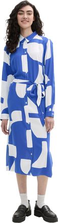 Tom Tailor Damen 1043151 Midi-Hemd-Kleid mit Alloverprint, 35913-Blue White Big Scale Print, L