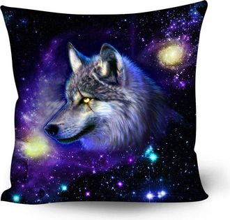Showudesigns Kissenbezug mit Galaxie-Stern-Wolf-Aufdruck, dekorativ