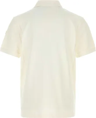 Moncler Mens White Piquet Polo Shirt Cream Exterior: Cotton T-shirts And Polos