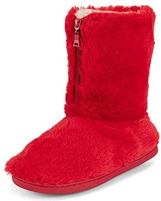 Polar Mousse &agrave; m&eacute;moire de forme zipp&eacute;e en fausse fourrure recouverte de semelle en caoutchouc int&eacute;rieur ext&eacute;rieur confortable chaussons de luxe de luxe de f