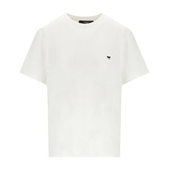 Max Mara Femme, Tops, Blanc, Taille: 42 FR T-shirt en Coton Blanc Venaco avec Logo