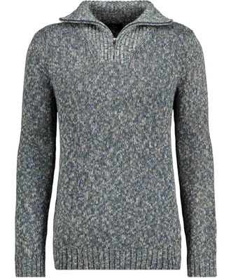 Ragman Herren Strickpullover mit Troyer-Kragen Beige gemustert-941, S