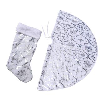 BESPORTBLE Weihnachtsbaum Rock schürze Matte Dekoration Weihnachtsbaum schürze Rock Basis Matte Dress up Requisiten für Party Home 120 cm / 47 Zoll (Silber)