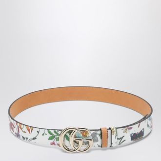 Gucci GG Marmont reversible belt in brown/white leather with Flora print