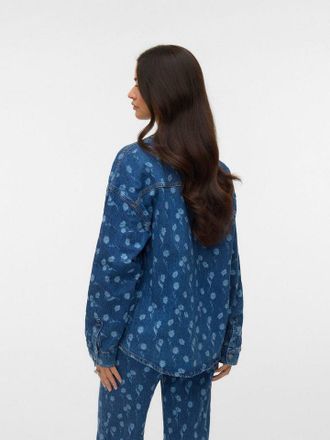 Vero Moda Jeansbluse VMHAYDEN LS FLOWER DENIM SHIRT RA380 mit Blumenmuster