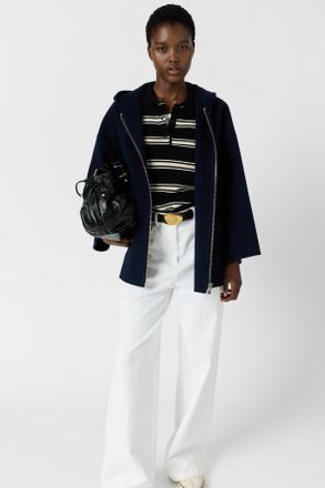 Gerard Darel Veste &agrave; capuche en laine double face- PATRICIA - Marine