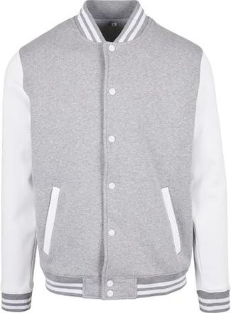 Build Your Brand Homme Bb004-basic College Jacket, Gris Chiné/Blanc, XXL EU