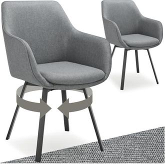 TecTake Lot de 2 Chaise pivotante de Salle &agrave; Manger Moderne Fauteuil salon Chaise Ergonomique Rembourr&eacute;e Confortable Chaise Design Meuble salon pour Salle &agrave; m