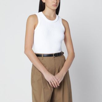 Loewe White ribbed viscose-blend tank top