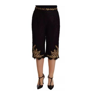 Dolce & Gabbana Schwarze Spitze Gold Barock Mode Shorts - - Shorts - Damen - Schwarzk - S
