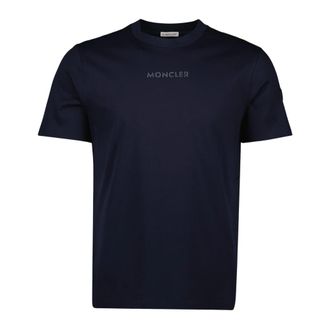 Moncler Navy Blue Logo T-shirt Fr&uuml;hling-Sommer - - Tops - Herren - Blau - XS