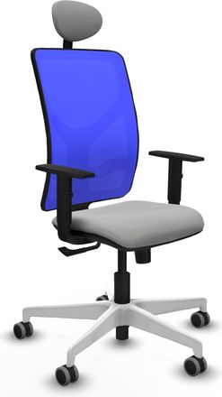 Piqueras y Crespo Schreibtischstuhl mit Gummir&auml;dern, mit 1D-Armlehnen, h&ouml;henverstellbare Lendenwirbelst&uuml;tze und festes Kopfteil, ausgestattet mit 3 Positionen, Blau/Hel