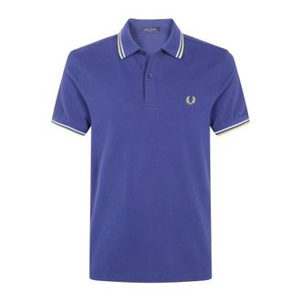 Fred Perry M3600P Polohemd mit doppelten Streifen - - Tops - Herren - Blau - L